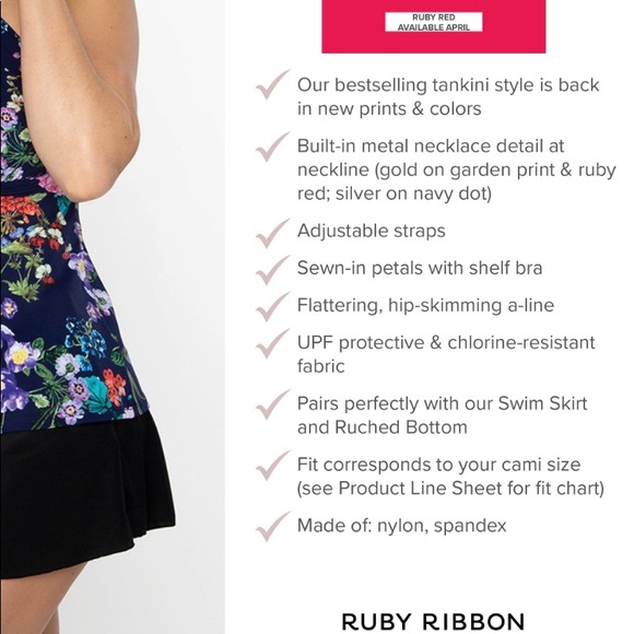 Ruby Ribbon | Swim | Ruby Ribbon Bali Ruby Red Tankini Top New 79 ...
